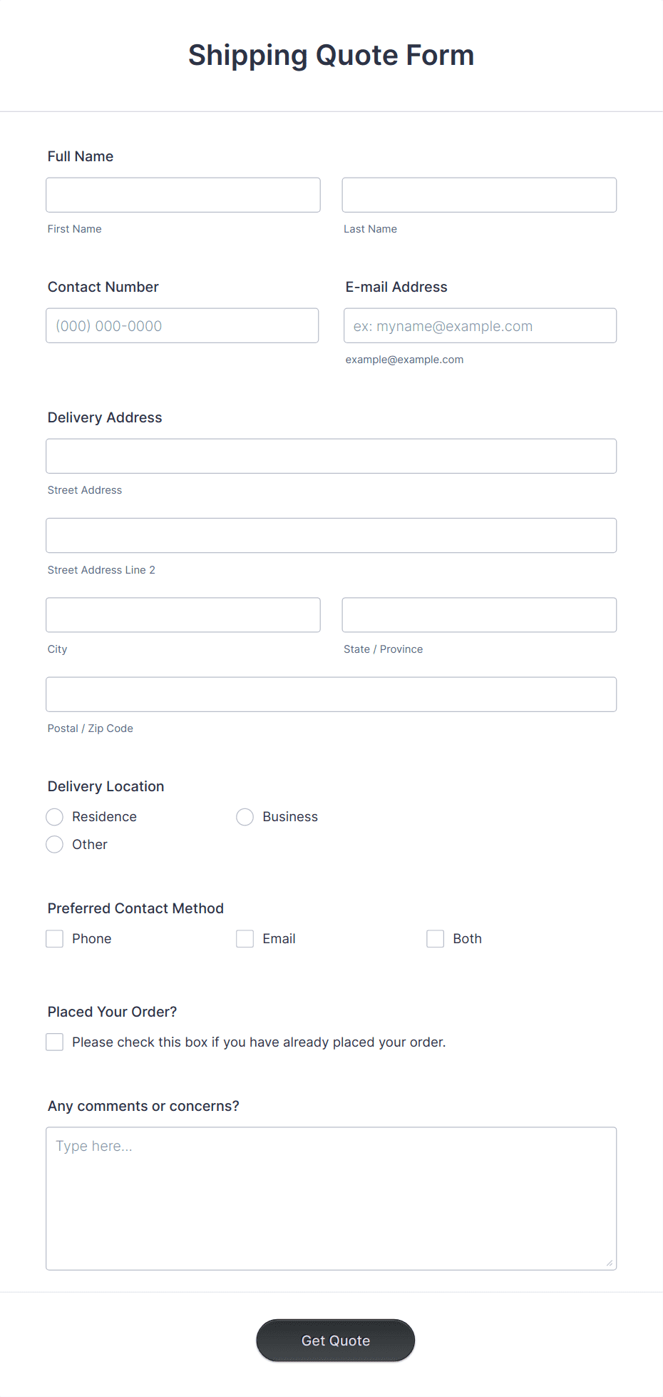 Shipping Quote Form Template | Jotform