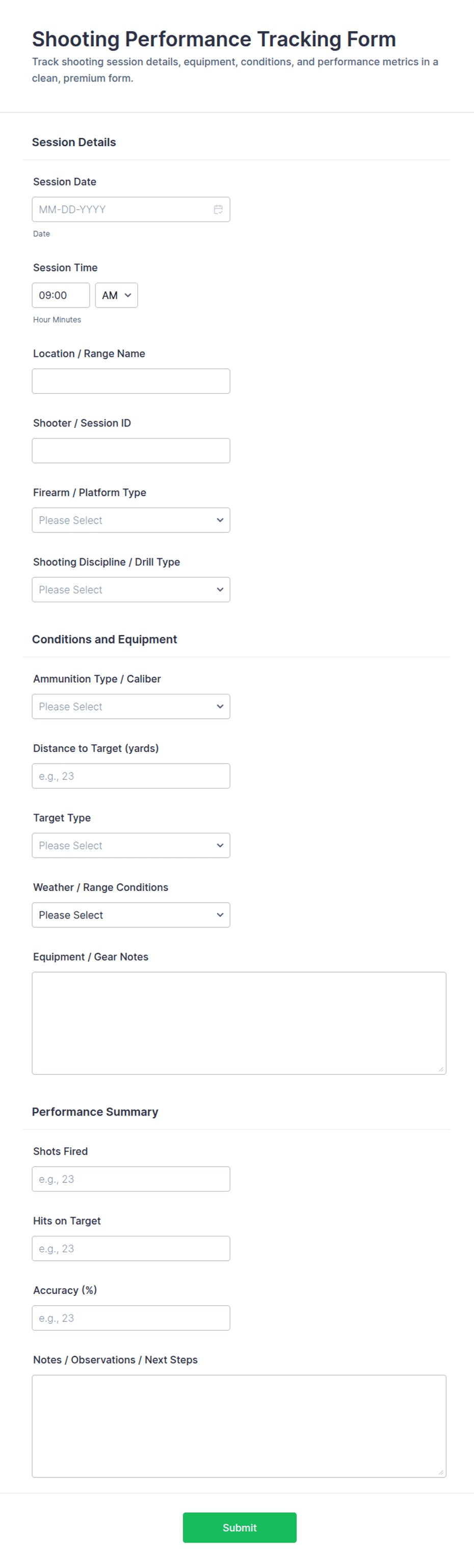 Shooting Performance Tracking Form Template | Jotform