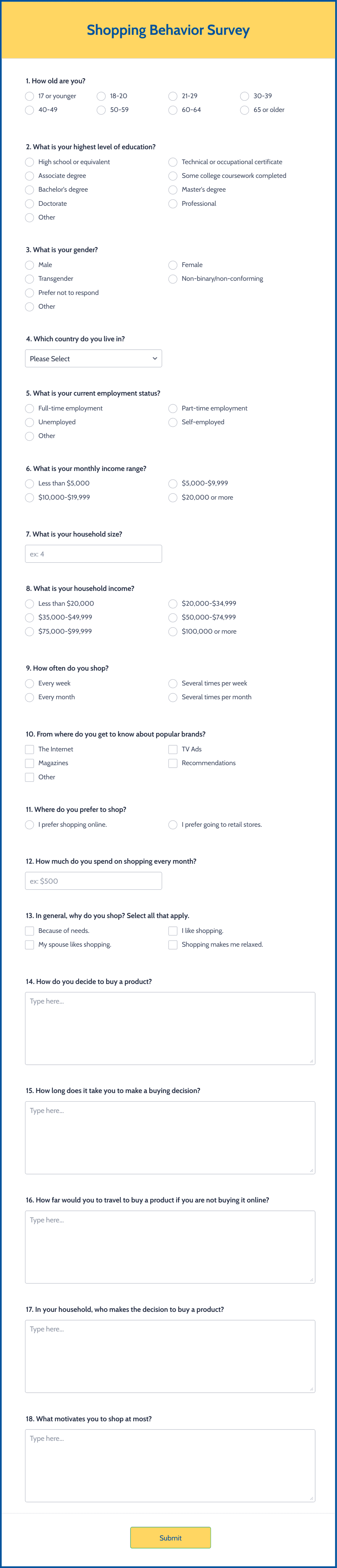 Shopping Behavior Survey Form Template | Jotform