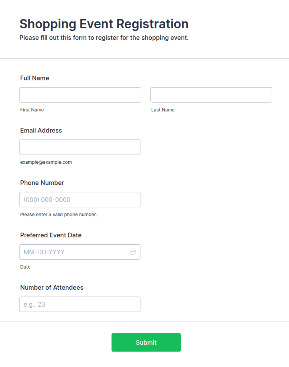 Shopping Event Registration Form Template | Jotform