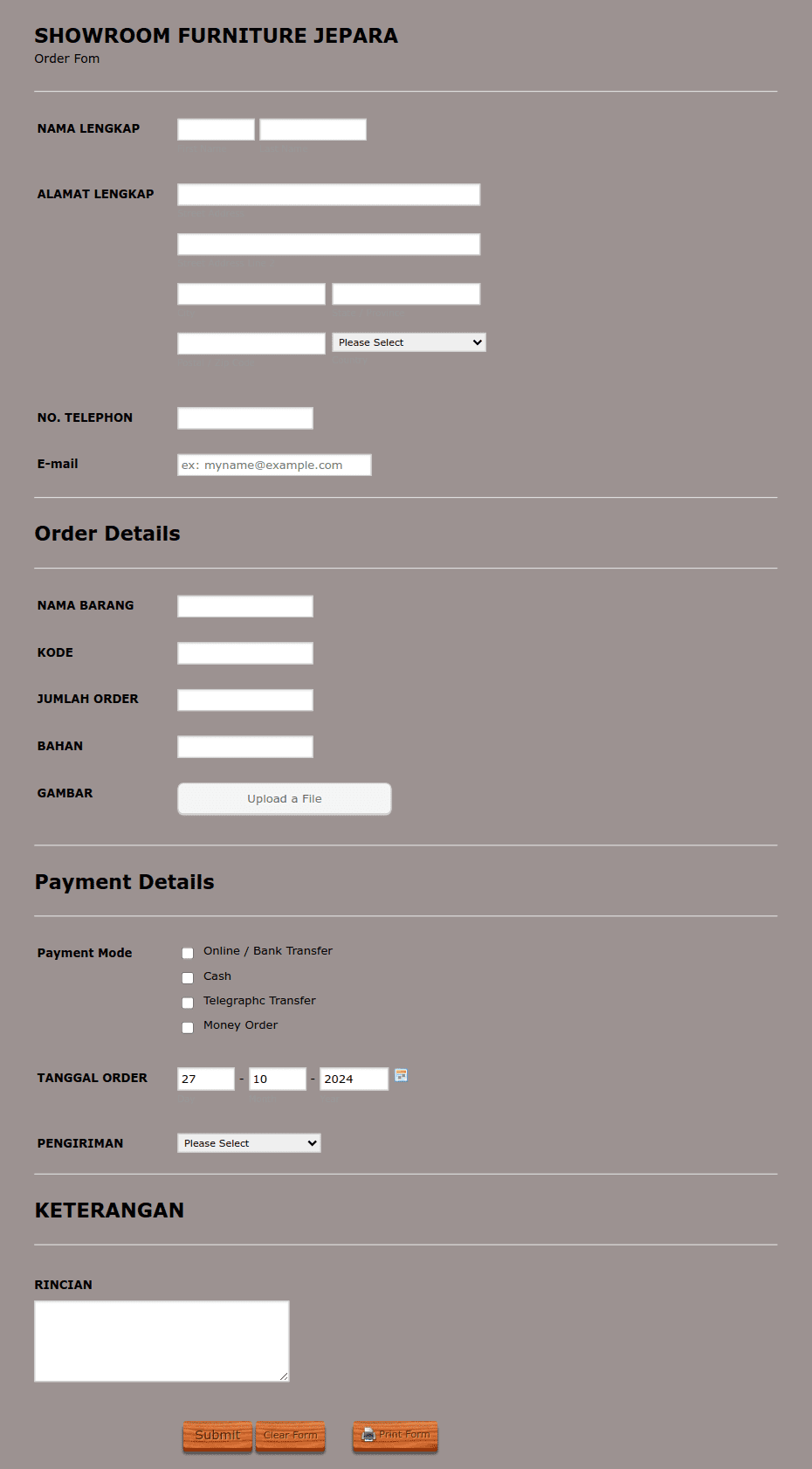 Furniture Formulir Pemesanan Template Formulir | Jotform