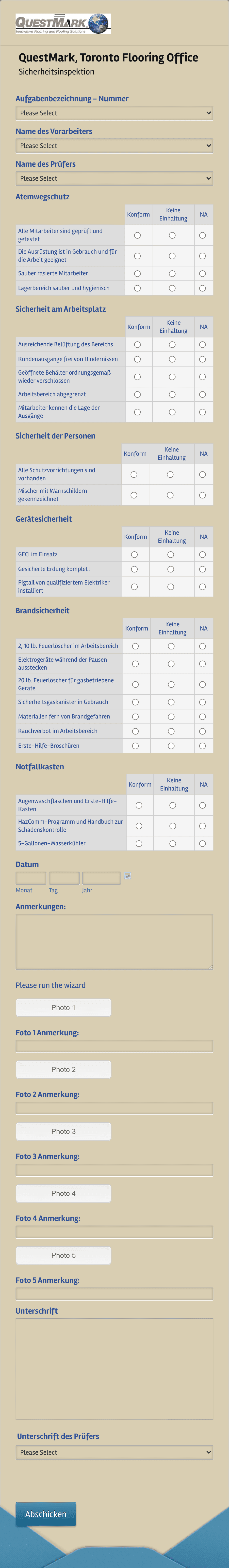 Sicherheitsinspektion Formularvorlage | Jotform