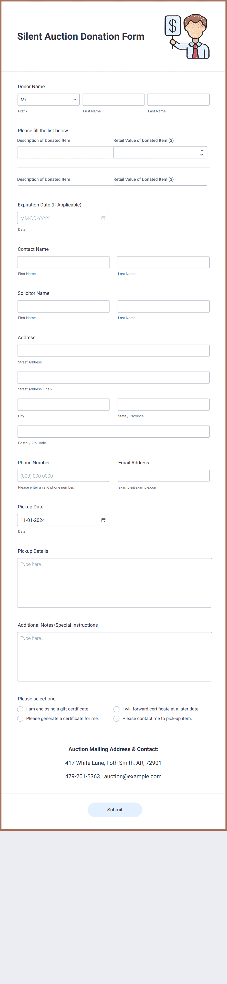 Silent Auction Donation Form Template | Jotform