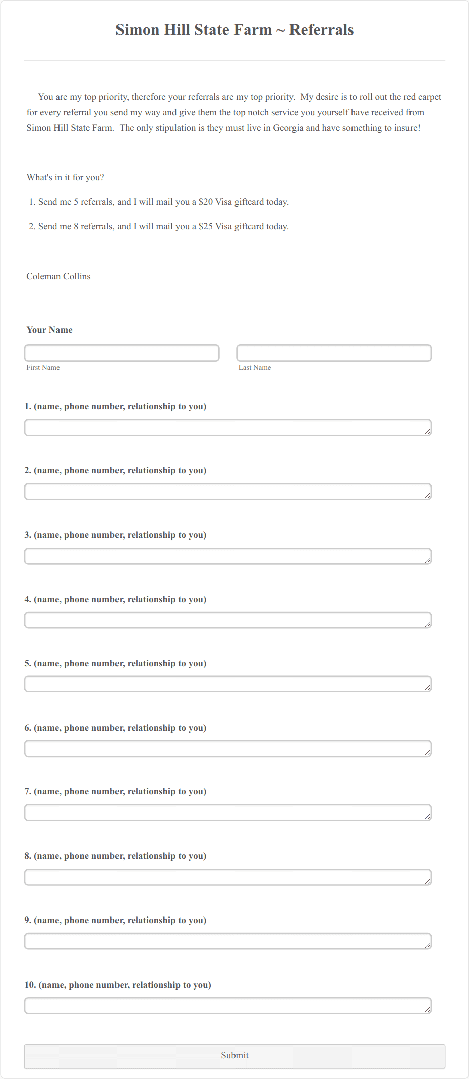 Farm Gift Referral Form Template | Jotform