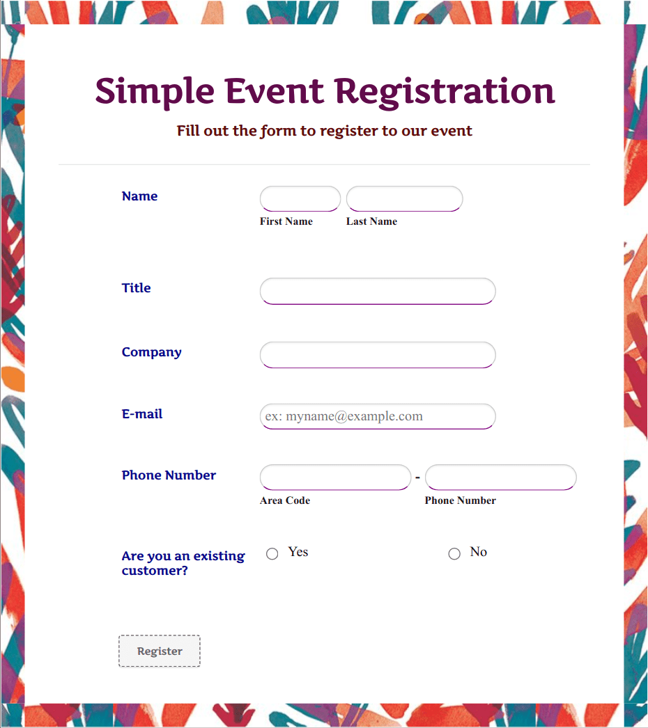 Simple Event Registration Form Template | Jotform