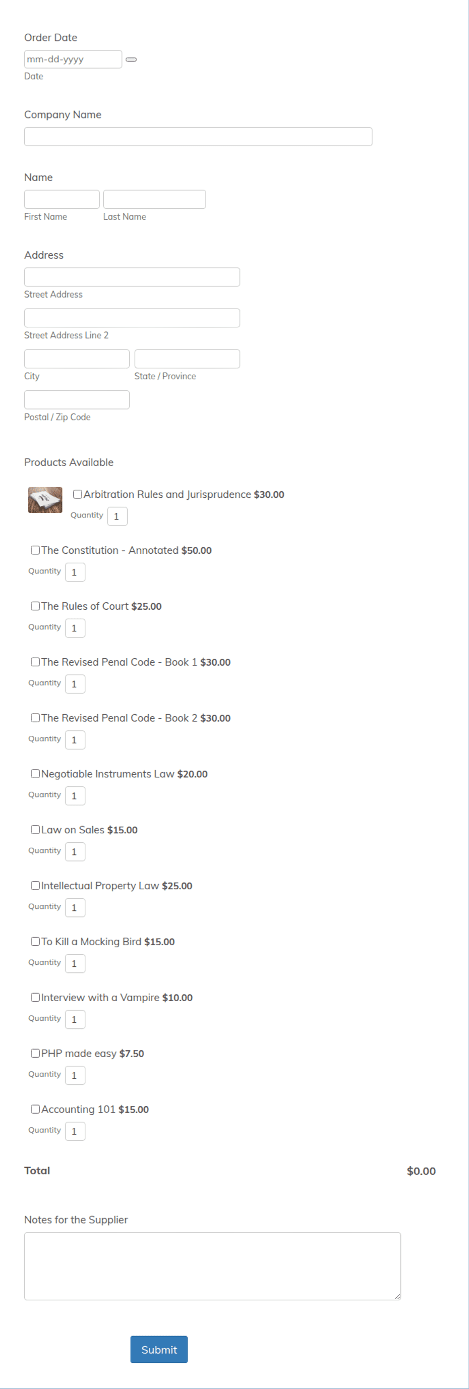 Simple Supply Order Form Template | Jotform