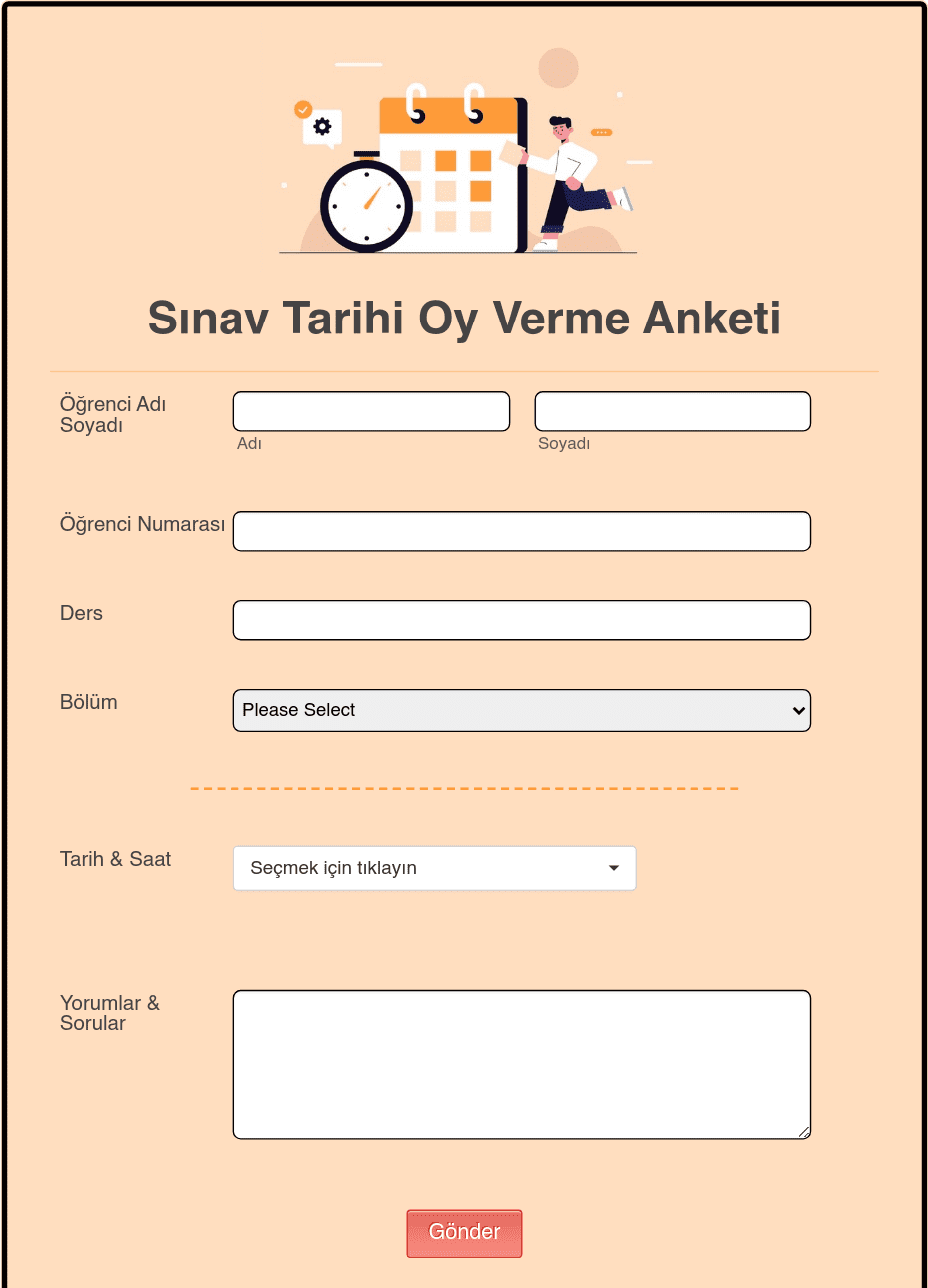 Sınav Tarihi Oy Verme Anketi Form Şablonu | Jotform