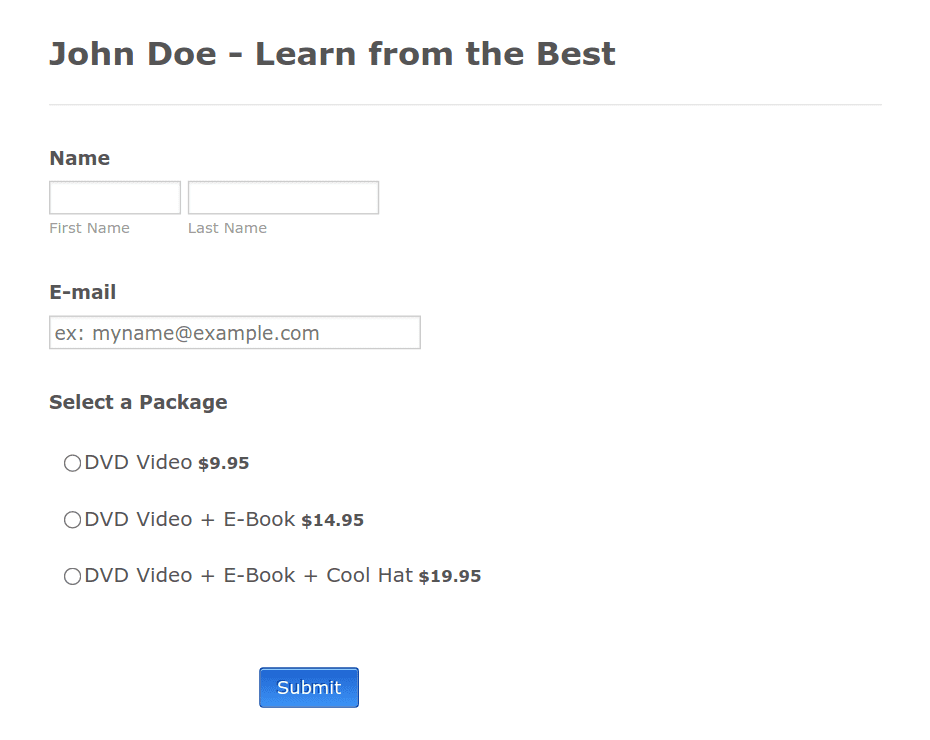 Single Product Multiple Choice Orders Form Template | Jotform