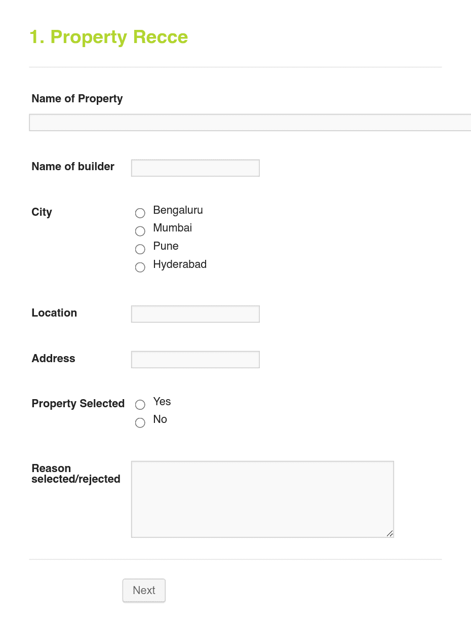 Site Recce Form Template | Jotform