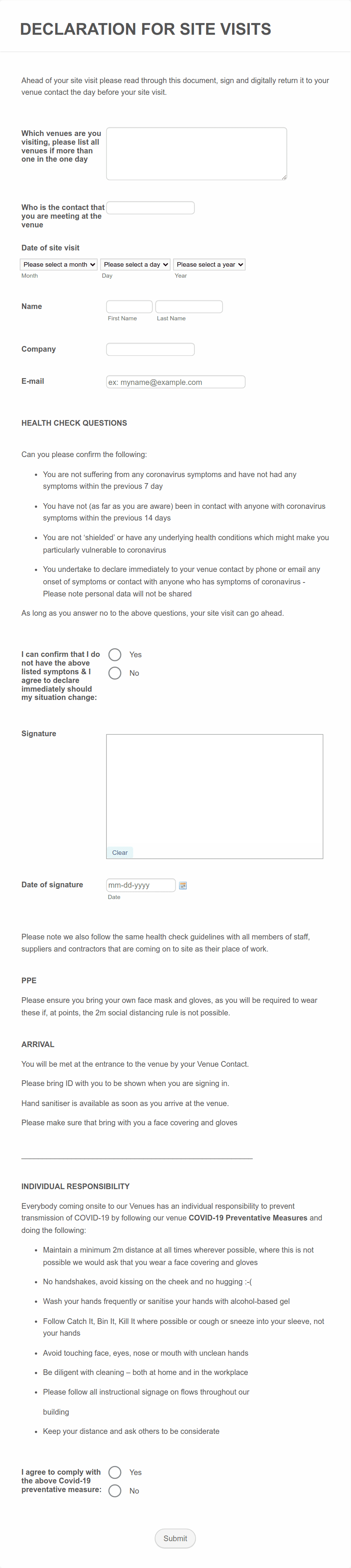 Site Visit Booking Form Template | Jotform