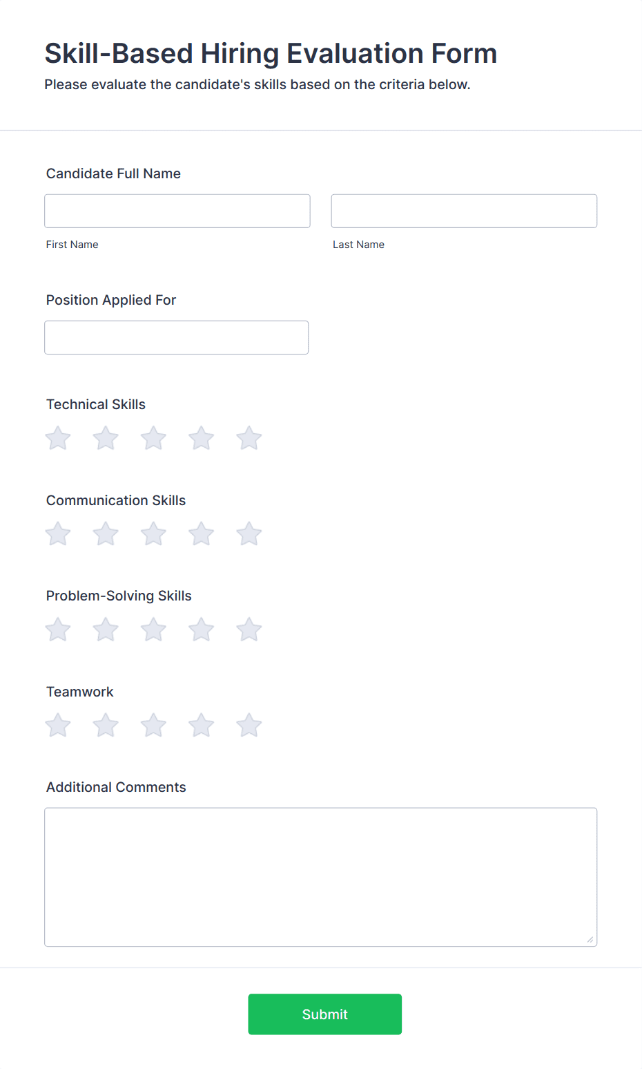 Skill-Based Hiring Evaluation Form Template | Jotform