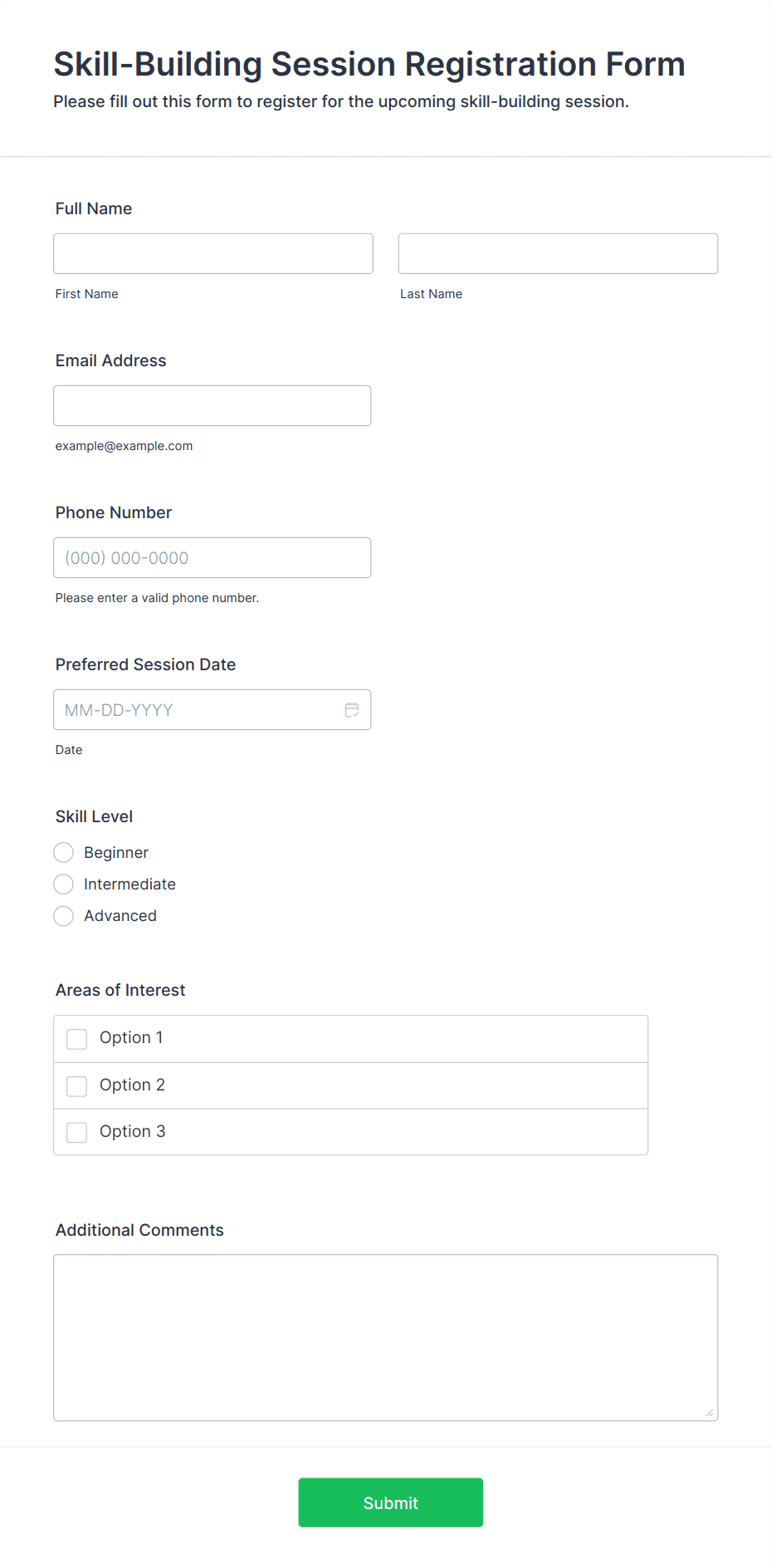 Skill-Building Session Registration Form Template | Jotform