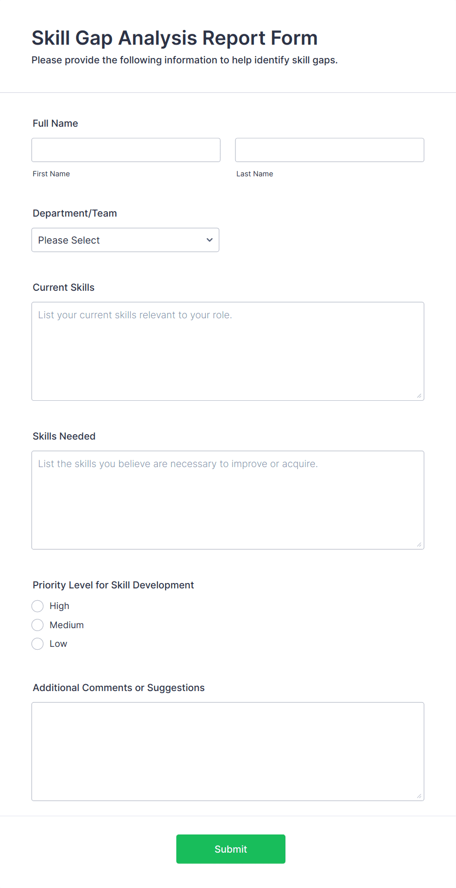 Skill Gap Analysis Report Form Template | Jotform
