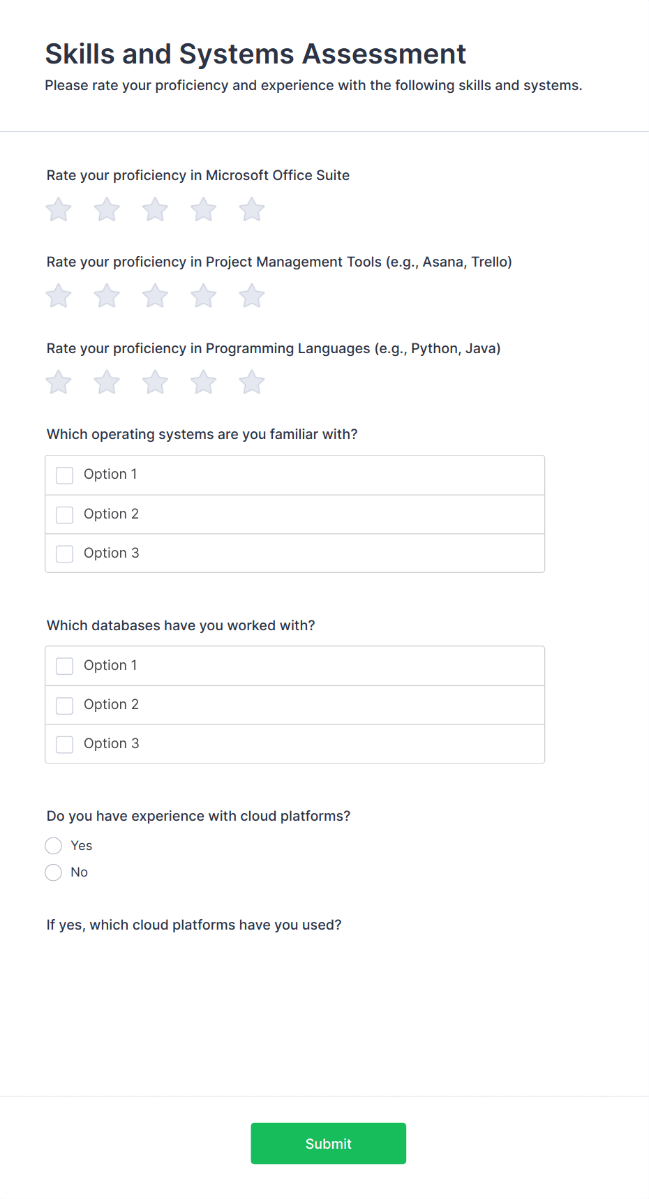 Skills and Systems Assessment Form Template | Jotform