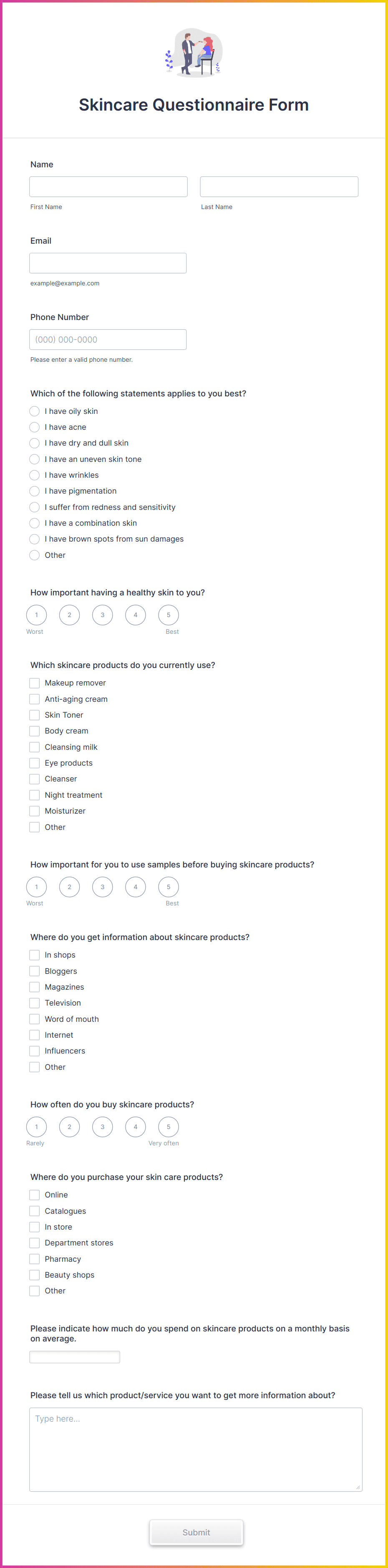 Skincare Questionnaire Form Template | Jotform