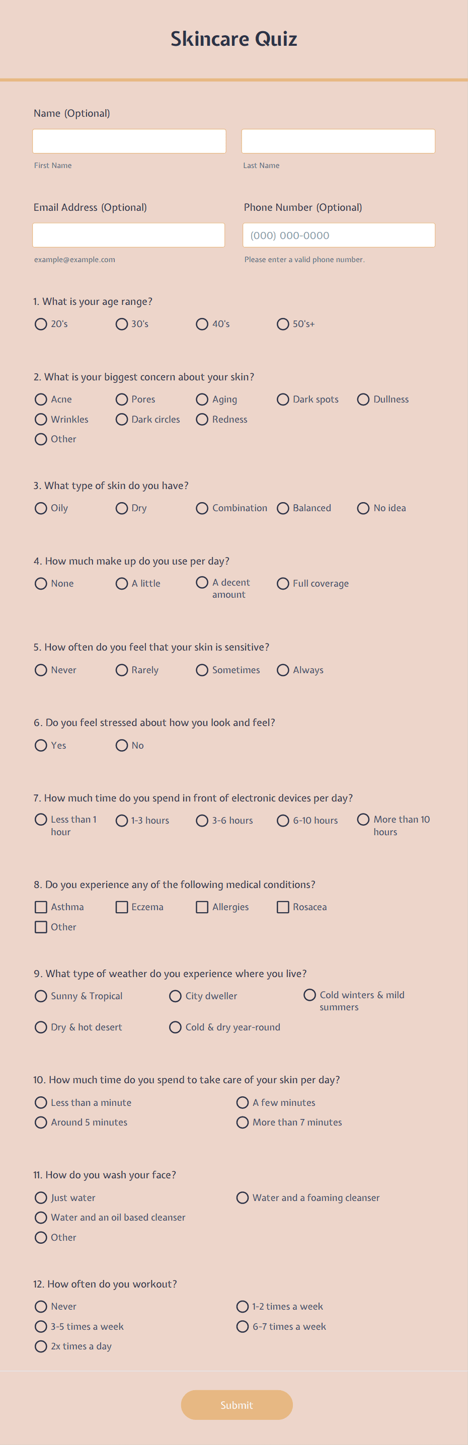 Skincare Quiz Form Template | Jotform