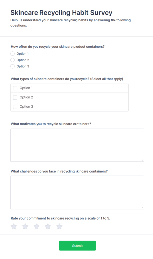Skincare Recycling Habit Survey Form Template | Jotform