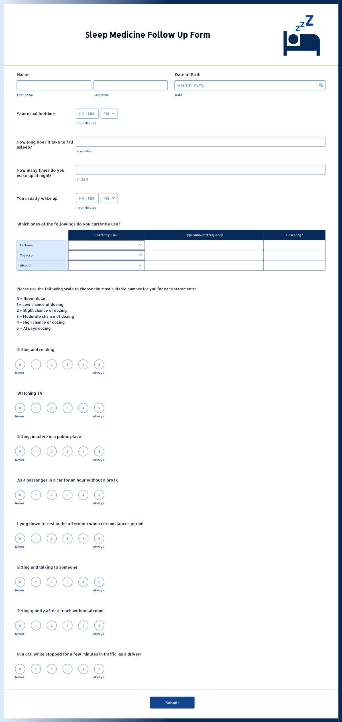 Sleep Medicine Follow Up Form Template | Jotform