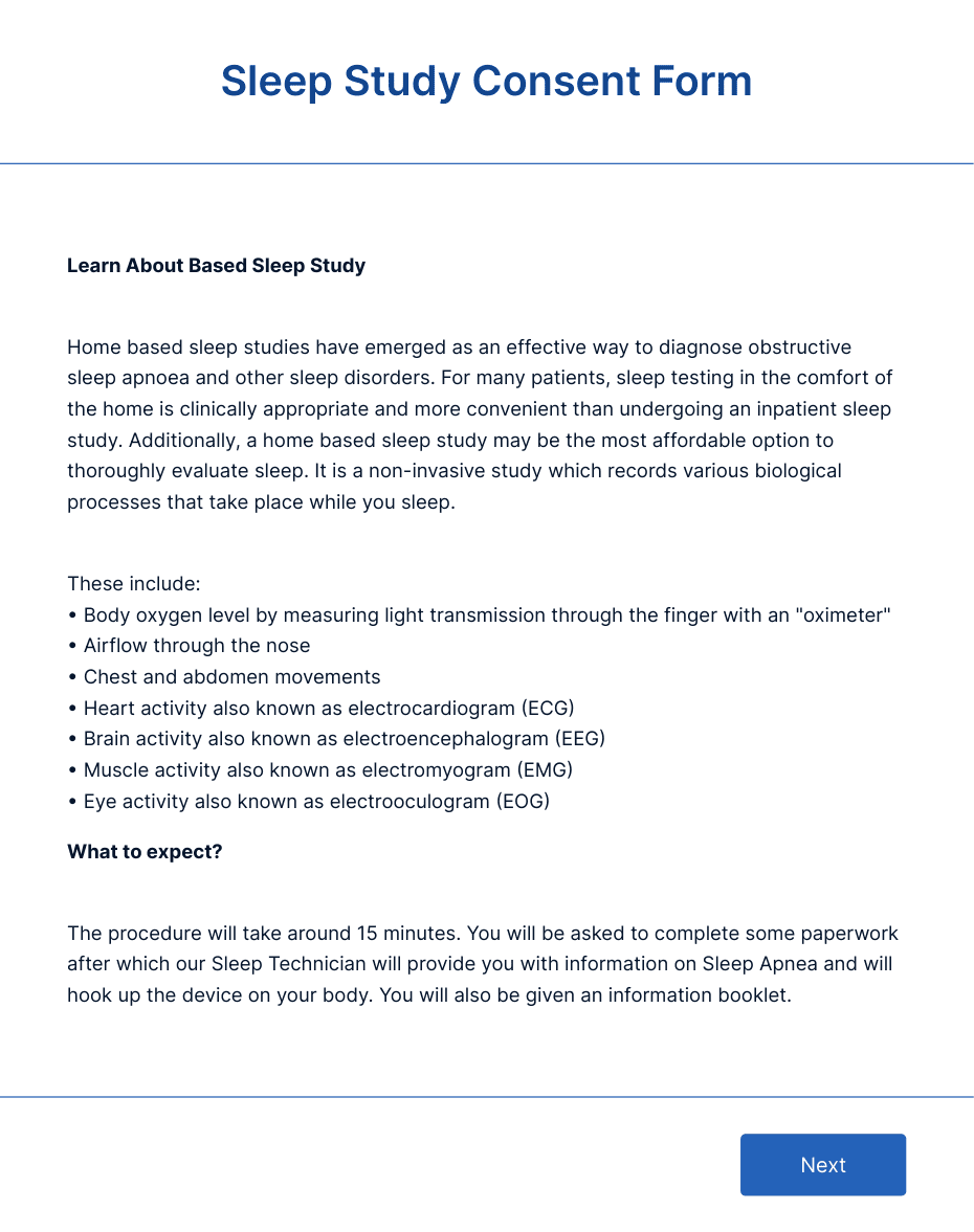 Sleep Study Consent Form Template | Jotform