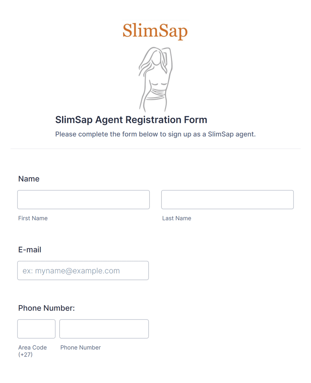 Slim Agent Registration Form Template | Jotform