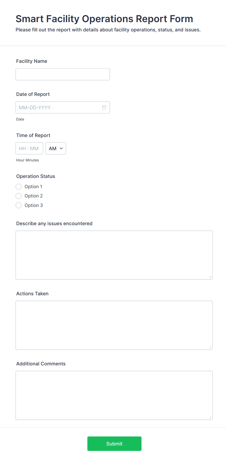 Smart Facility Operations Report Form Template | Jotform