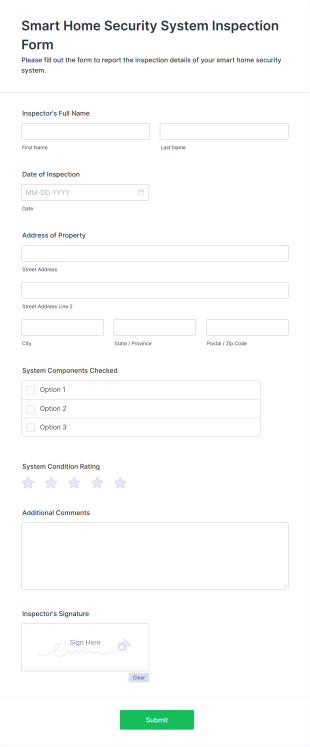 Home Inspection Check-In Form Template | Jotform