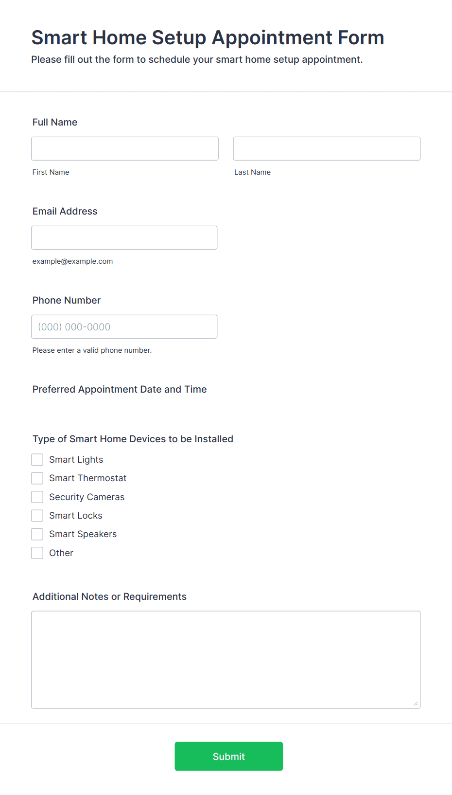 Smart Home Setup Appointment Form Template | Jotform