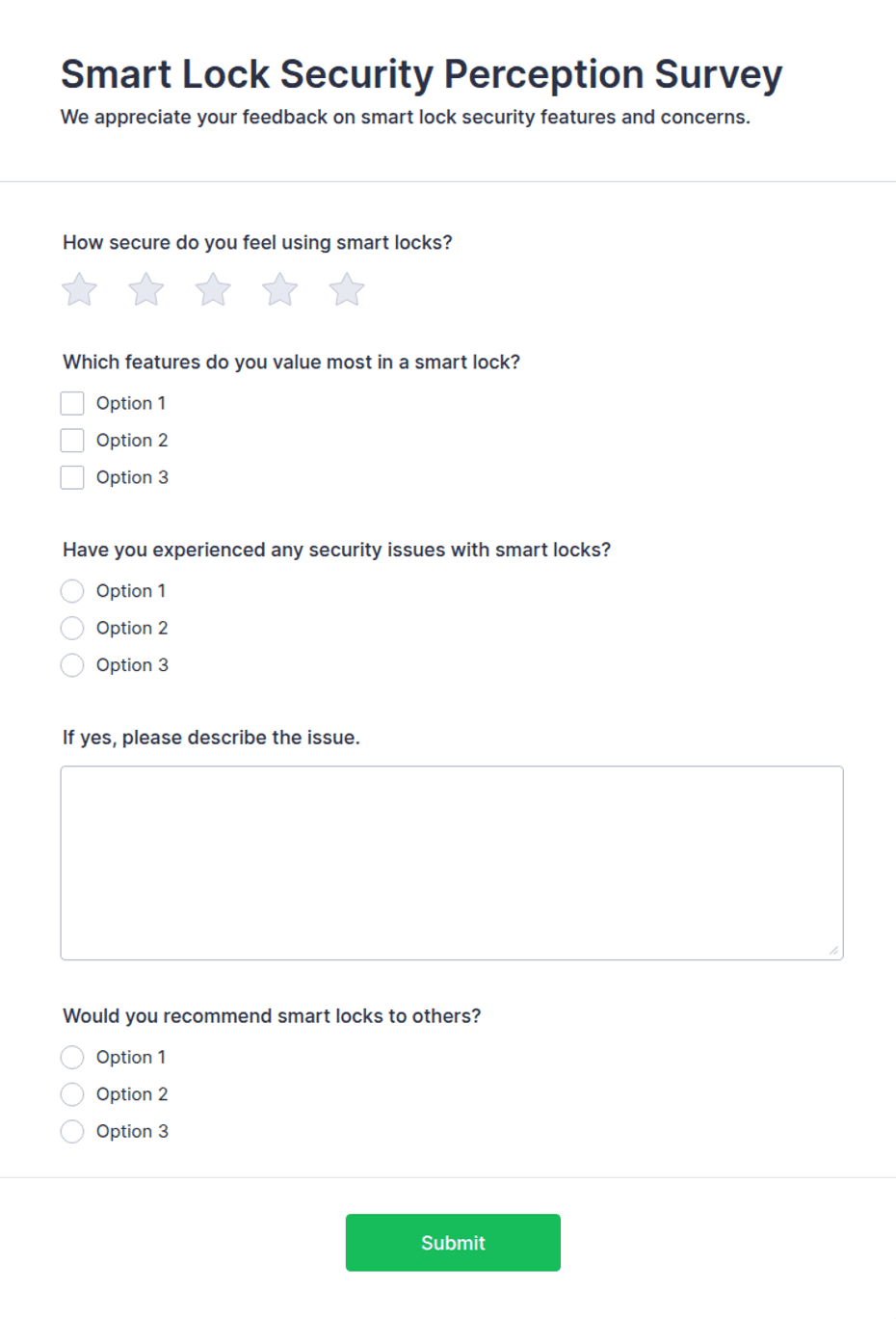 Smart Lock Security Perception Survey Form Template | Jotform