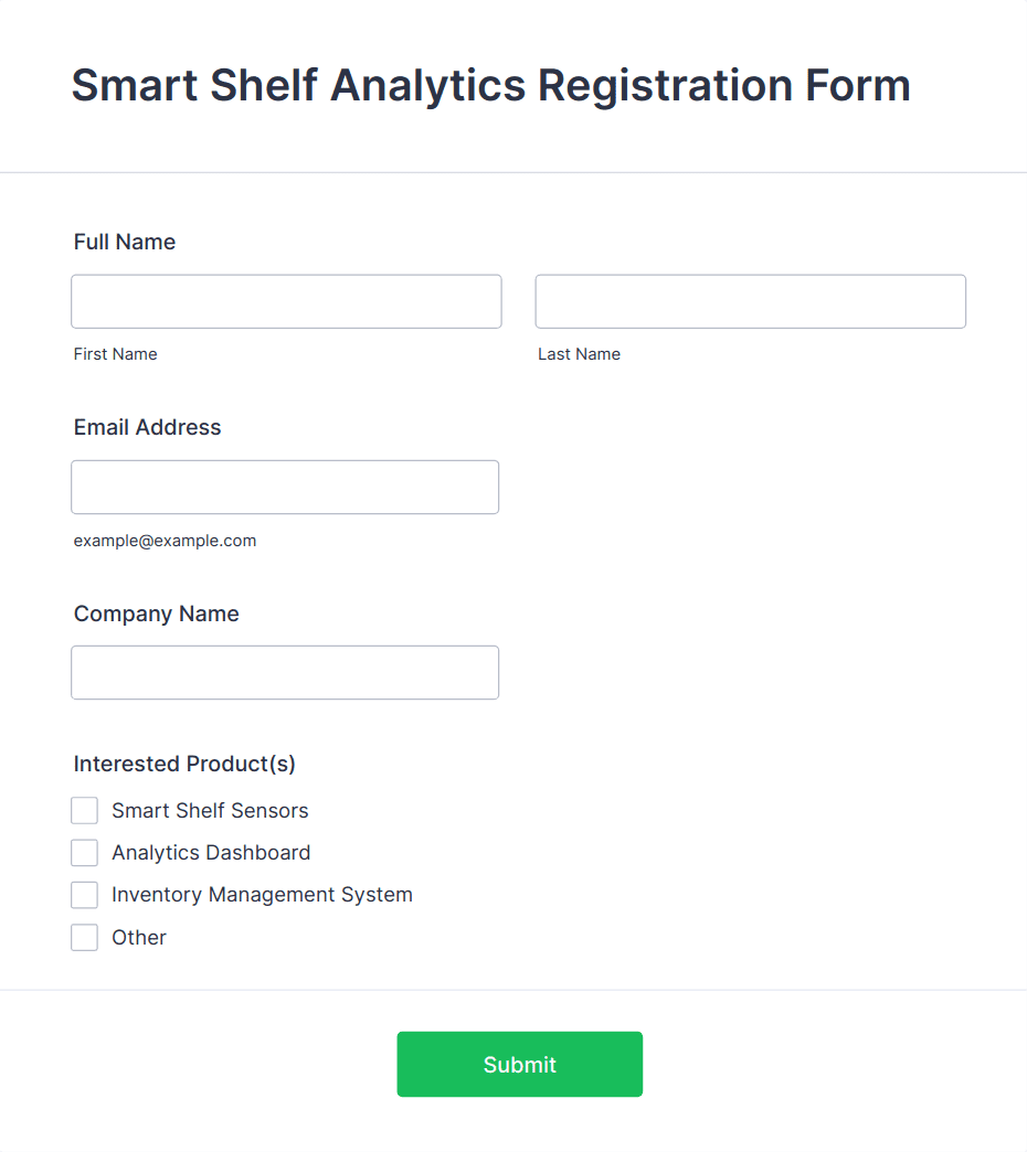 Smart Shelf Analytics Registration Form Template | Jotform