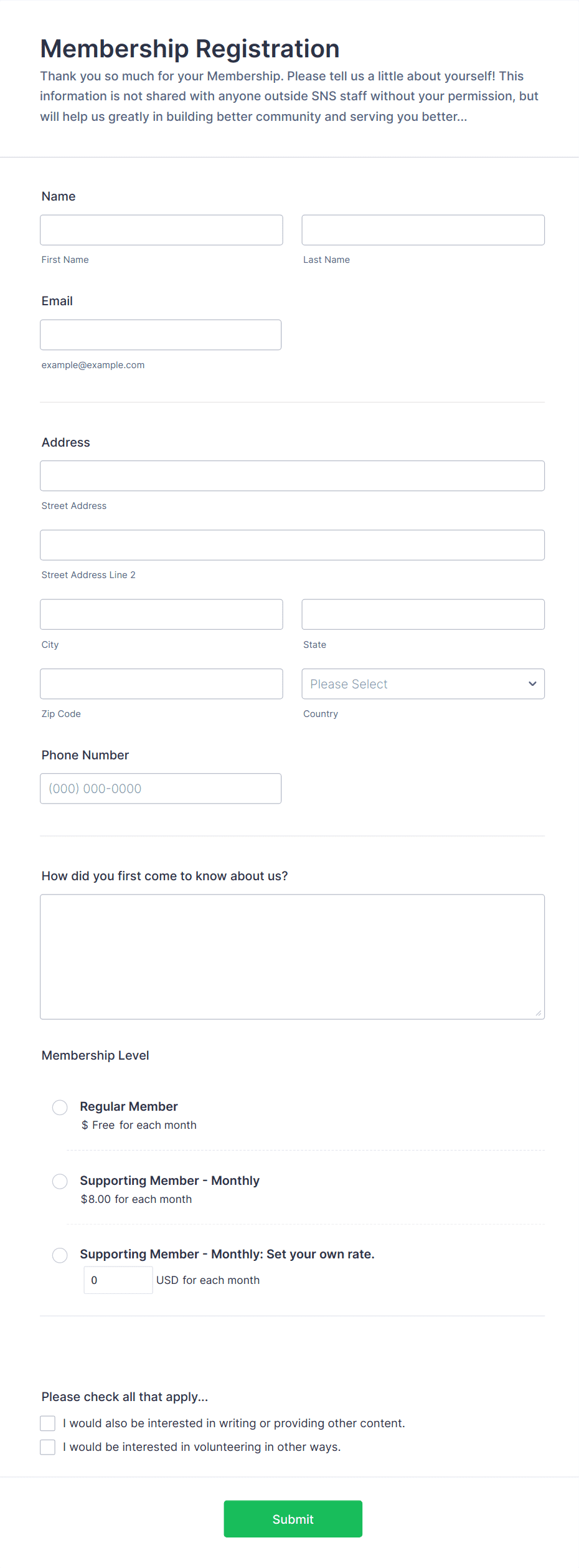 Wellness Community Membership Registration Form Template | Jotform