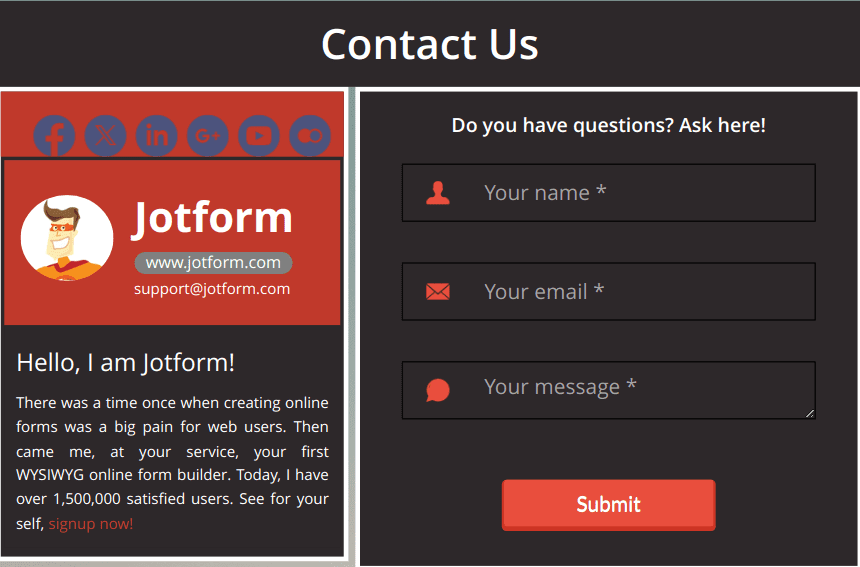 Social Media Contact Form Template | Jotform