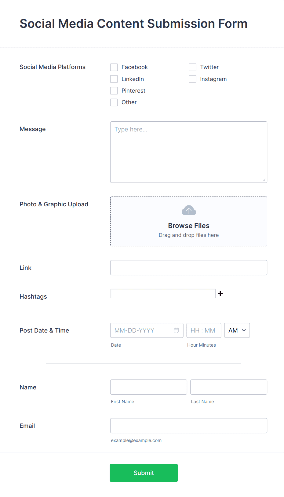 Social Media Content Submission Form Template | Jotform