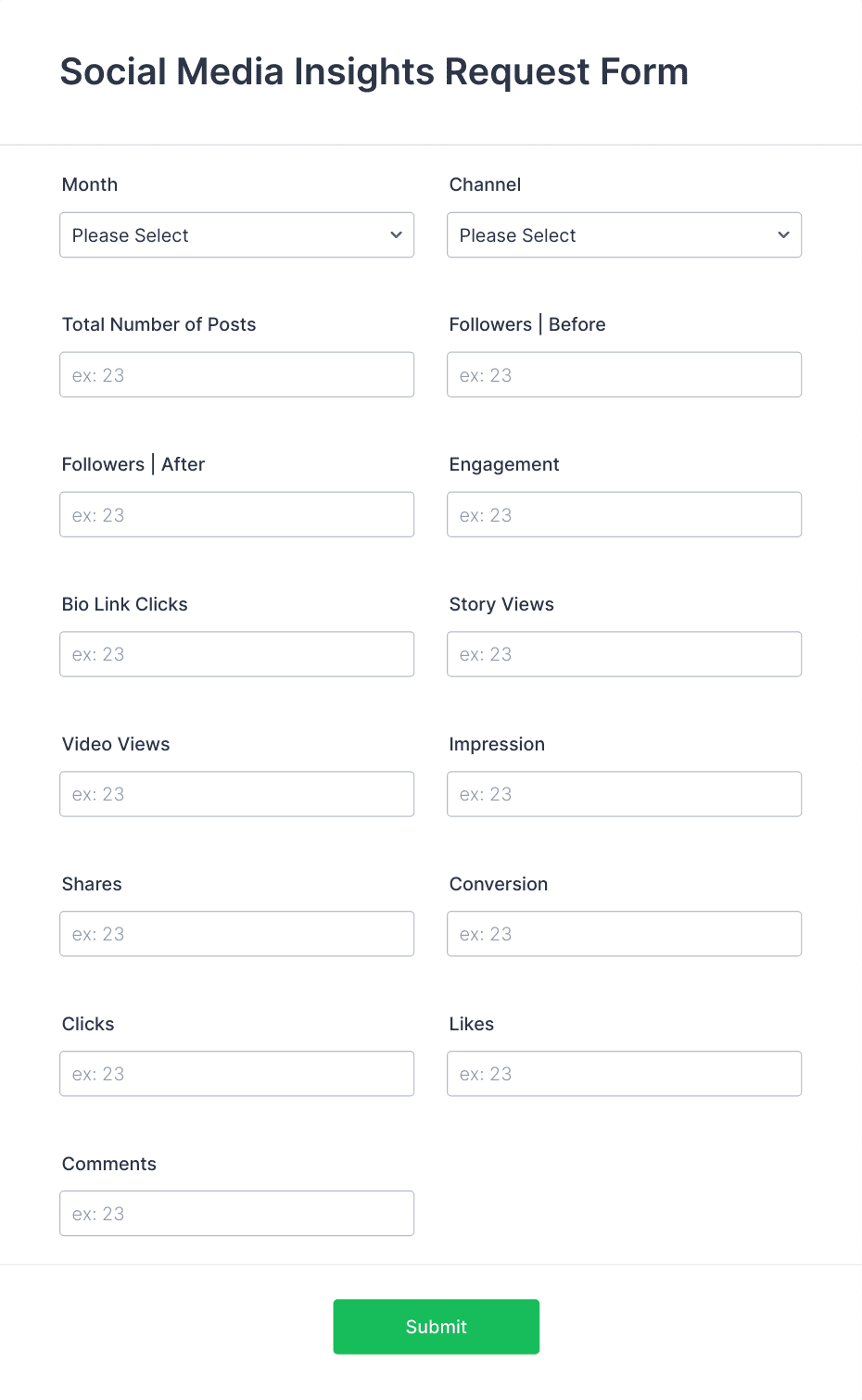 Social Media Insights Request Form Template | Jotform