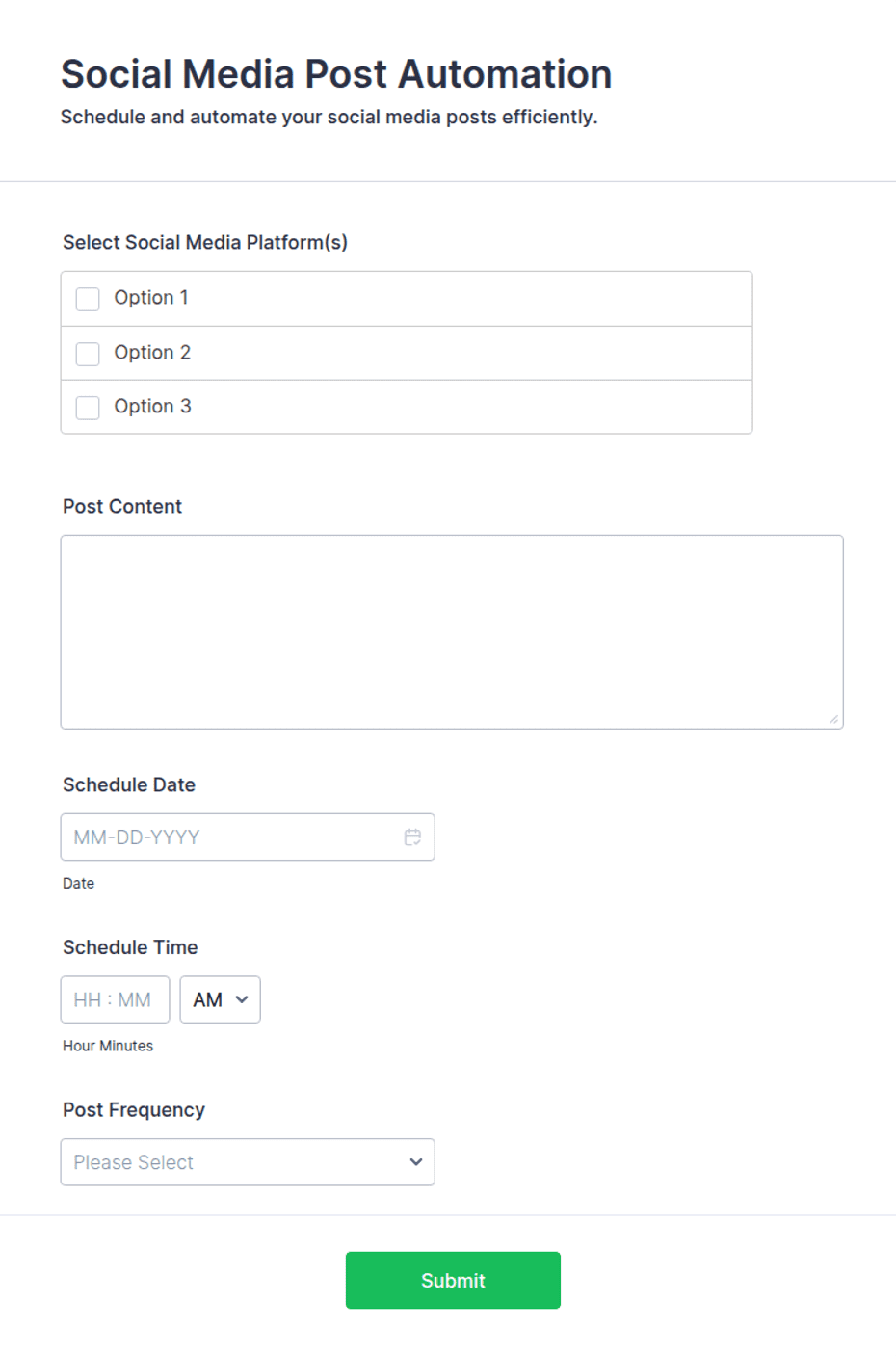 Social Media Post Automation Form Template | Jotform
