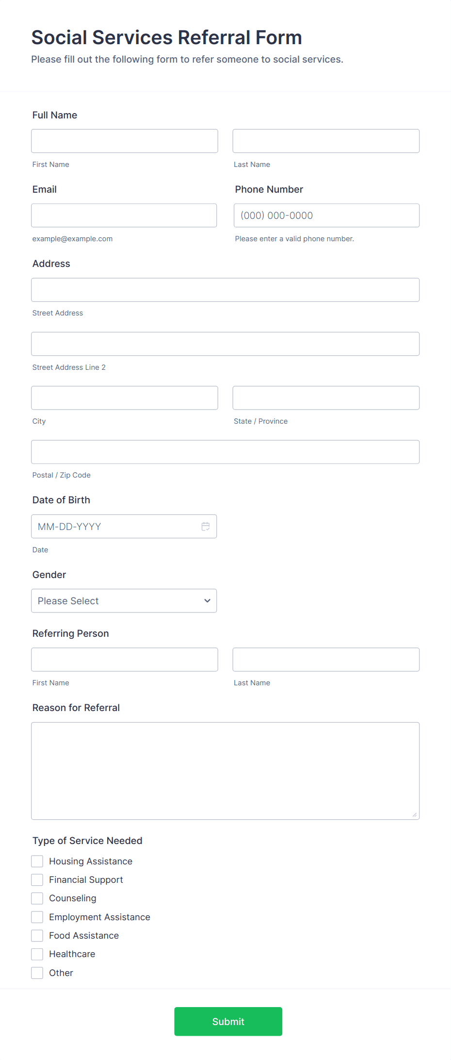 Social Services Referral Form Template | Jotform