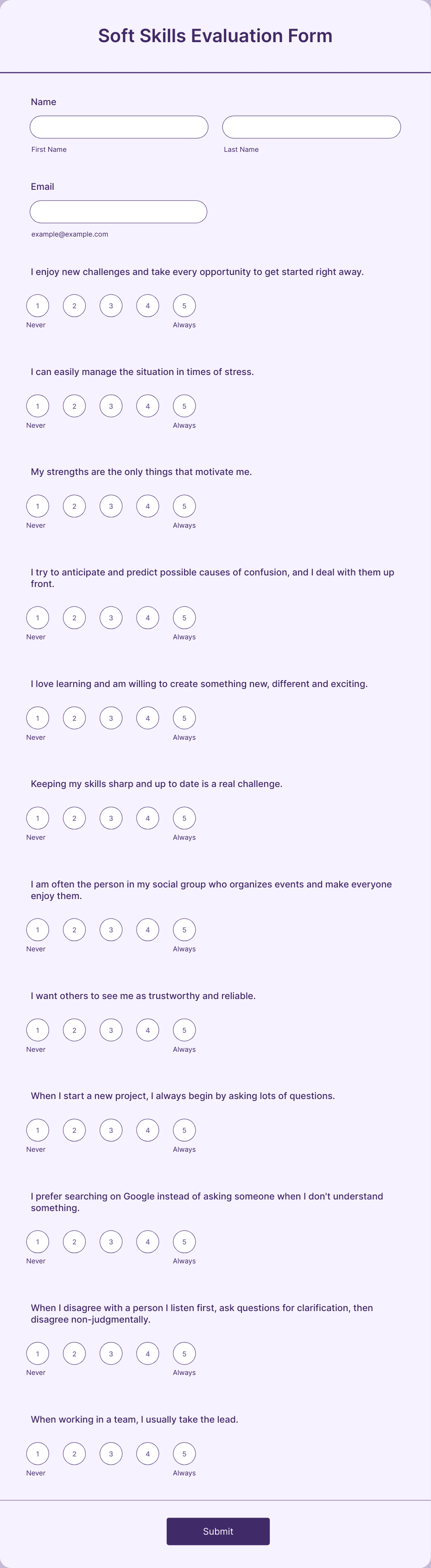 Soft Skills Evaluation Form Template | Jotform