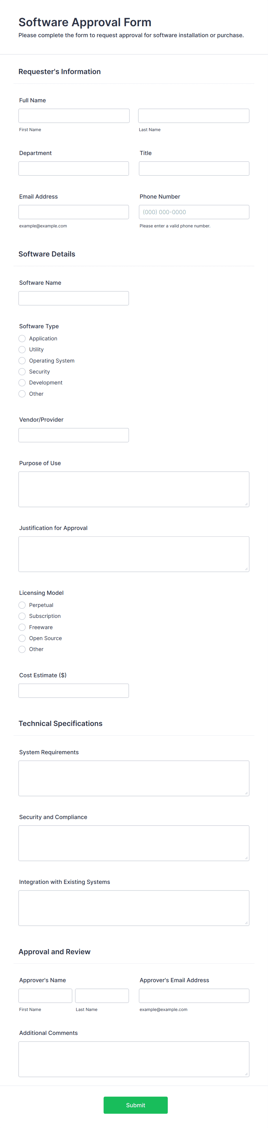 Software Approval Form Template | Jotform