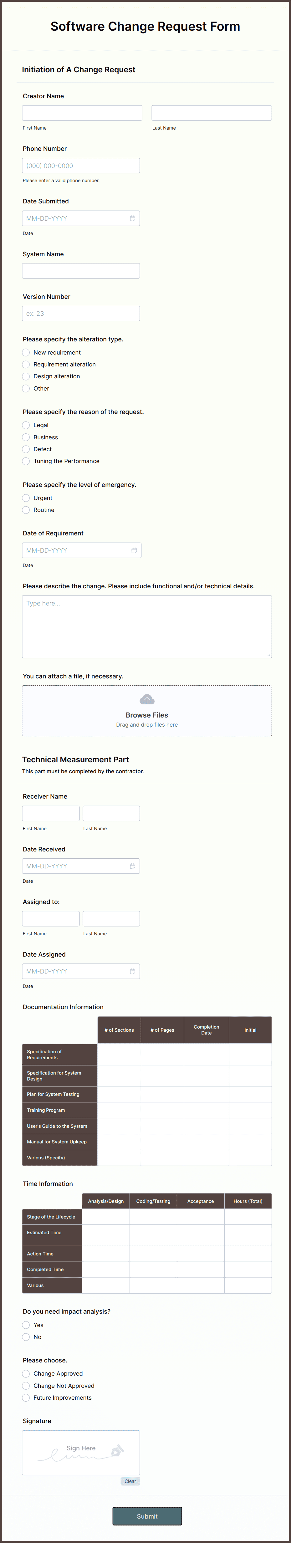 Software Change Request Form Template | Jotform