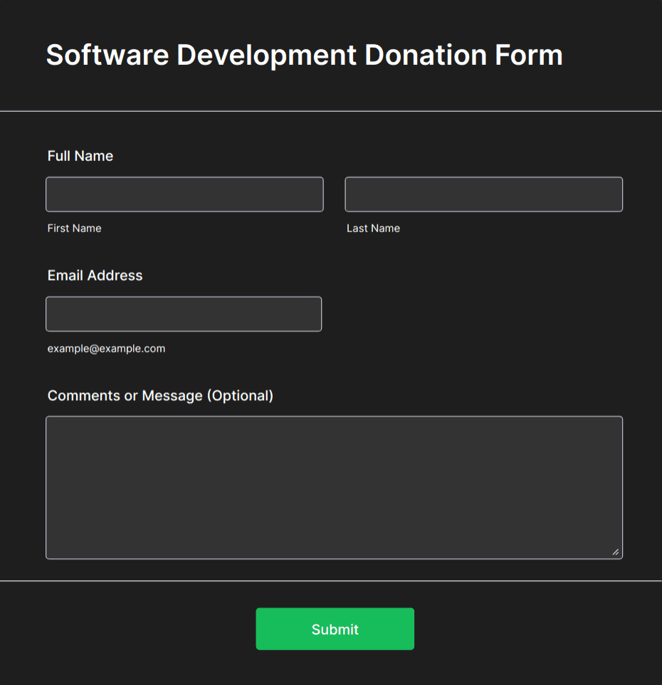 Software Development Donation Form Template | Jotform