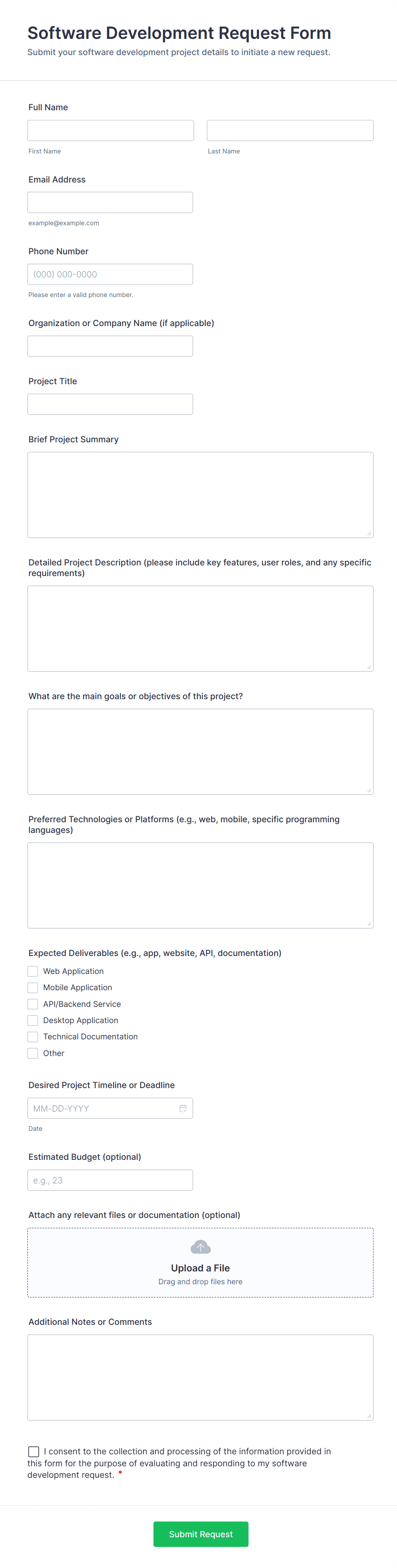 Software Development Request Form Template | Jotform