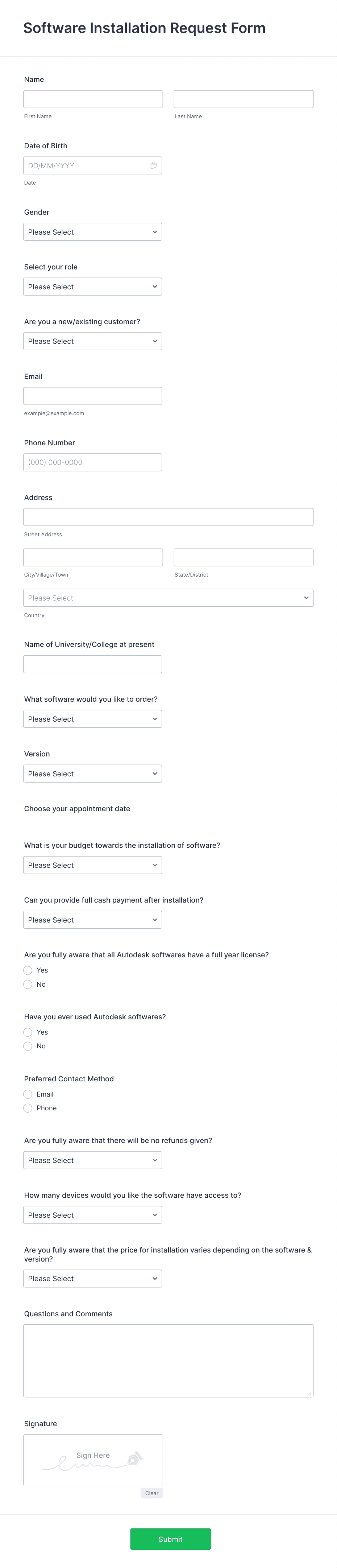 Software Installation Request Form Template | Jotform