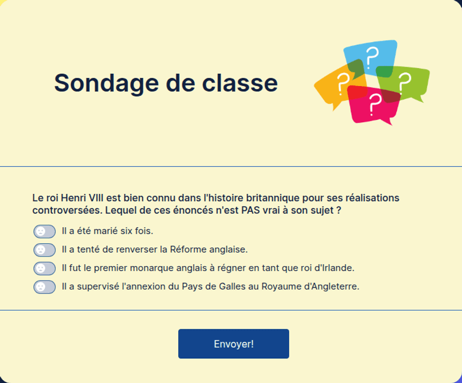 Sondage de classe Modèle du formulaire | Jotform
