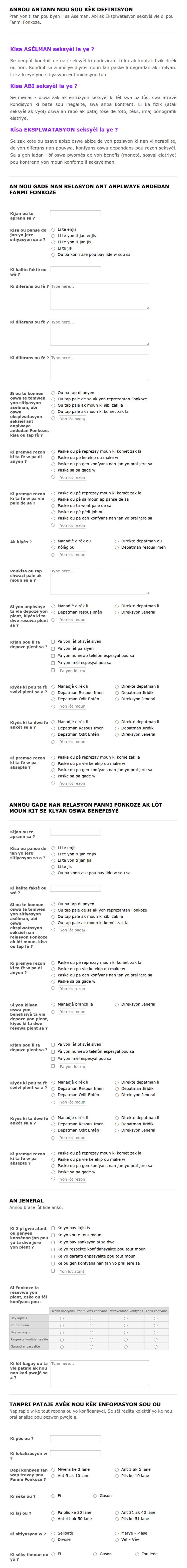 Sondaj Fanmi Fonkoze | Jotform