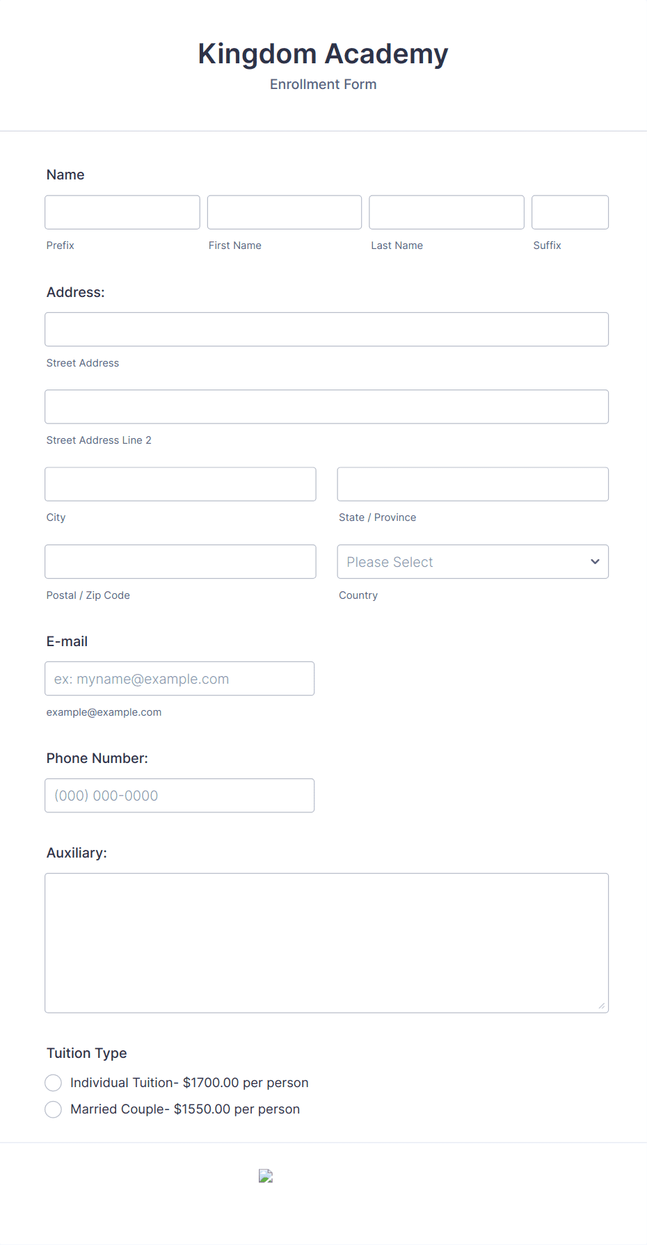 Sonship Registration Form Template | Jotform