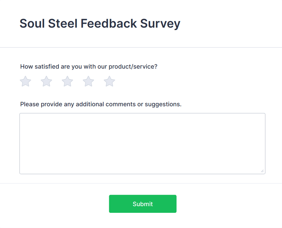 Soul Steel Feedback Survey Form Template | Jotform