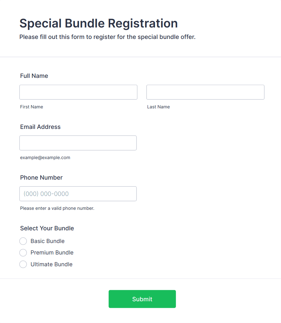Special Bundle Registration Form Template | Jotform