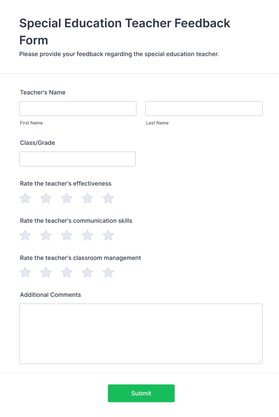 Special Education Teacher Feedback Form Template | Jotform