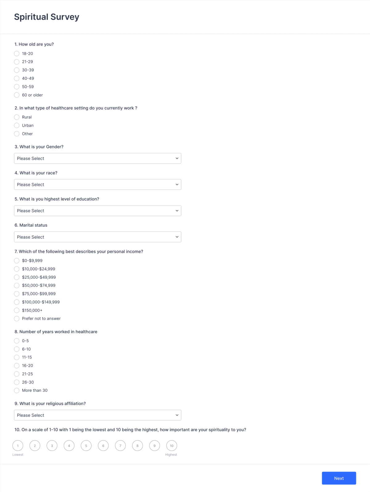 Spiritual Survey Form Template | Jotform