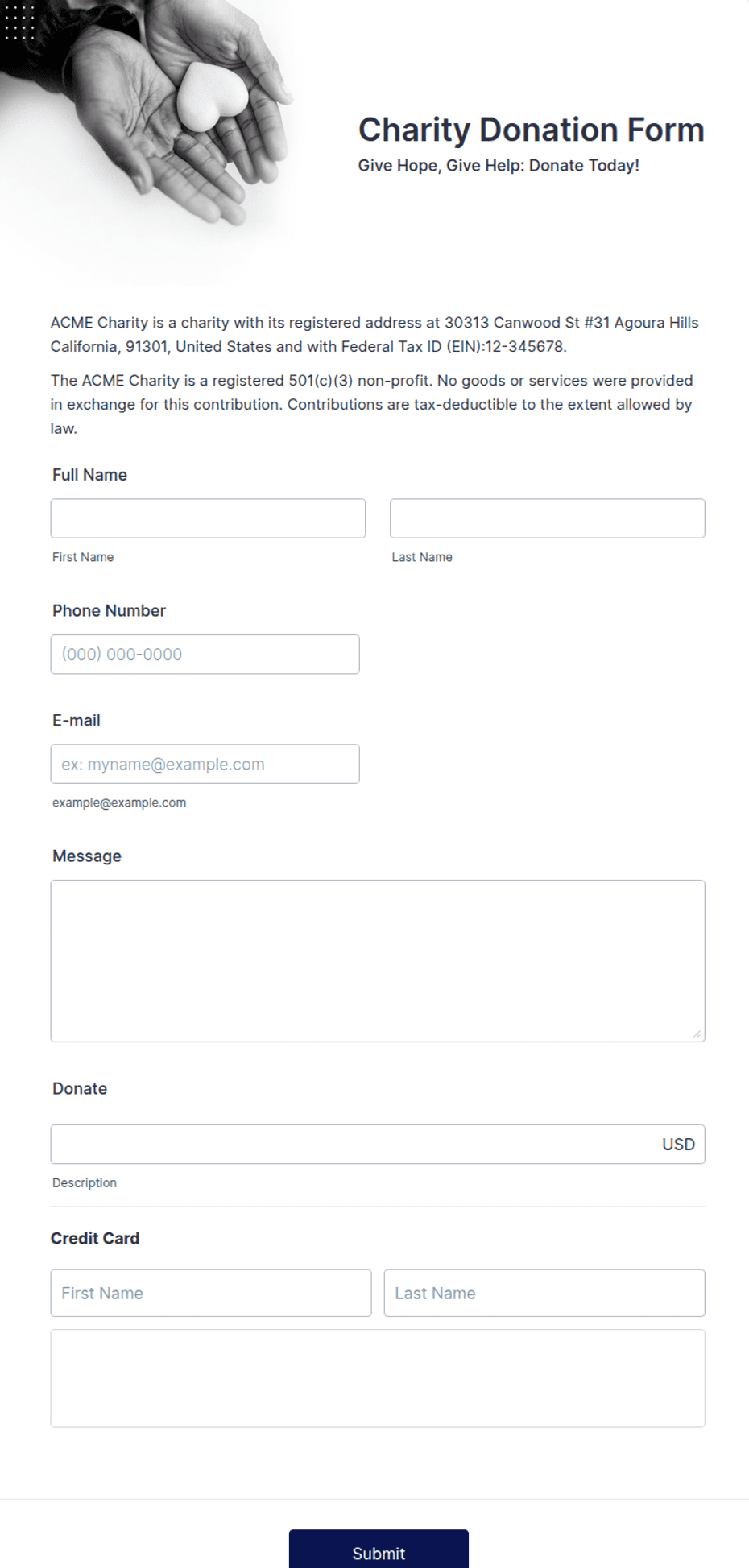 Square Charity Donation Form Template | Jotform