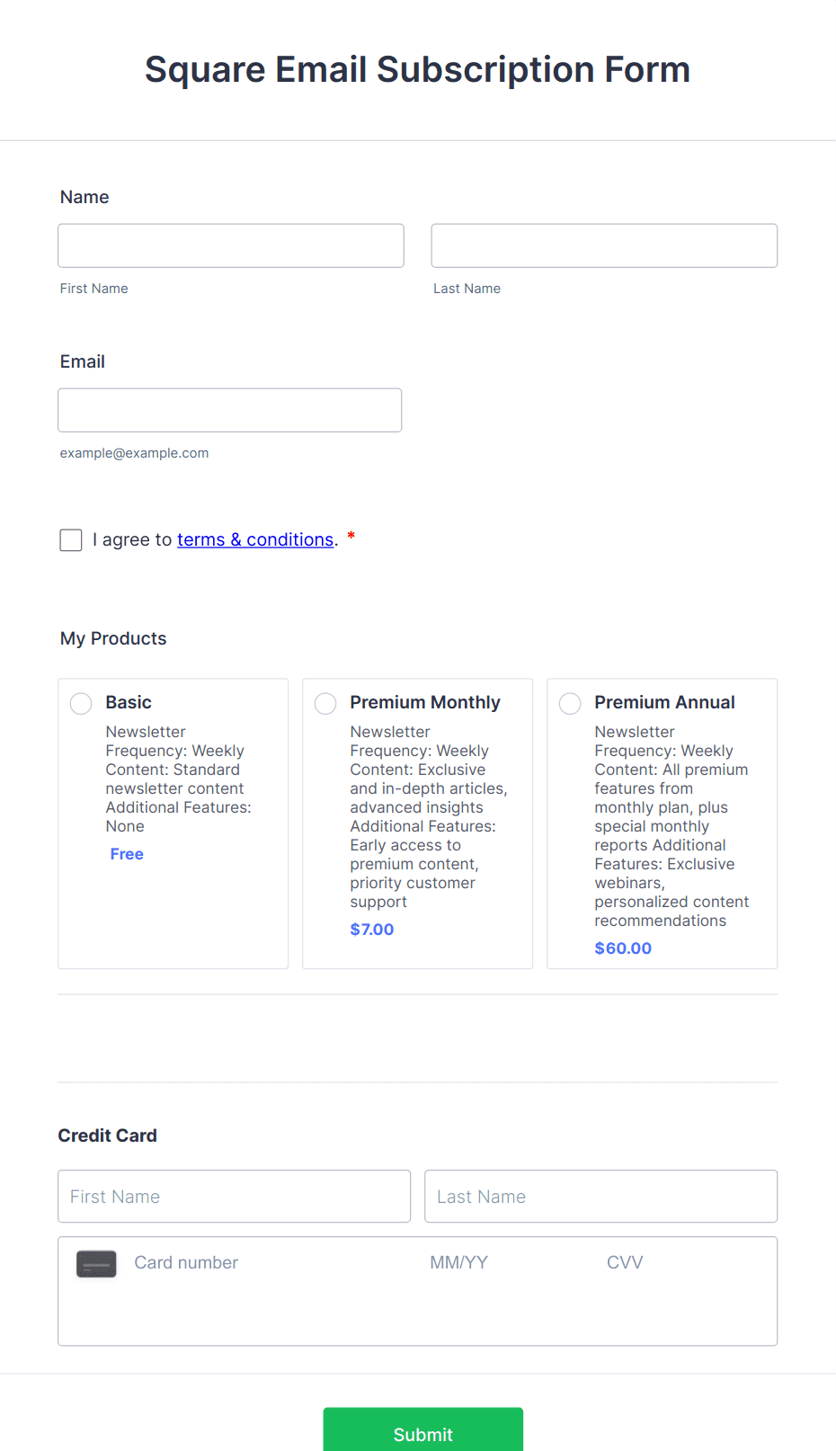 Square Email Subscription Form Template | Jotform